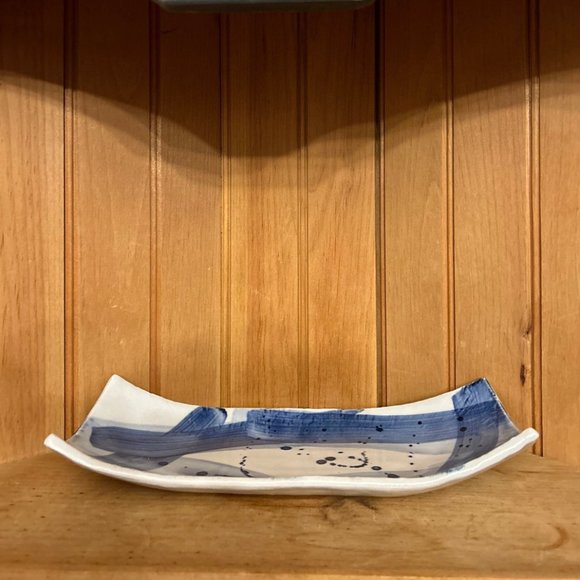 Unbranded | Dining | Vintage Japan Cobalt Blue And White Splatter Sushi Pottery Catchall Serving ...